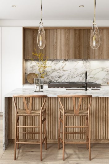 Fluted, reeded, and grooved kitchen islands: 15 inspiring ideas