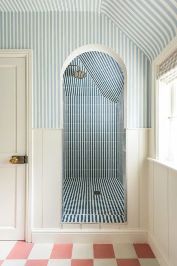 Love stripes? Check out these fun shower tile ideas