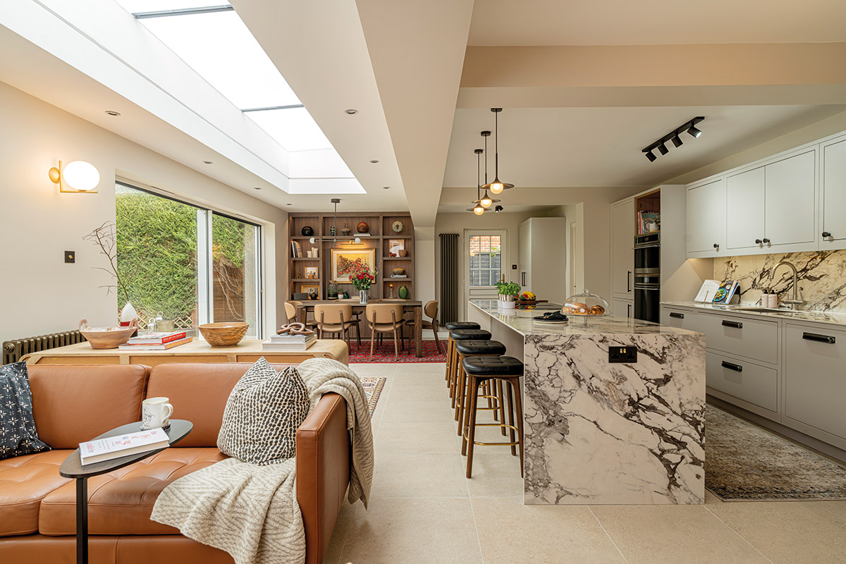 Tour this open-plan kitchen with a statement island