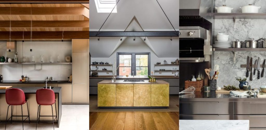Metallic kitchens: from glamorous to industrial