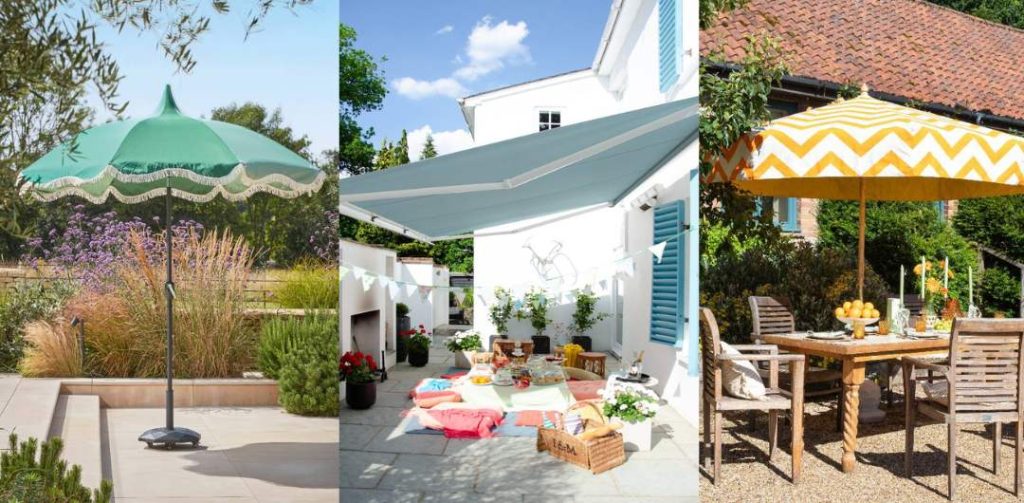 Pretty parasol and awning ideas for your garden